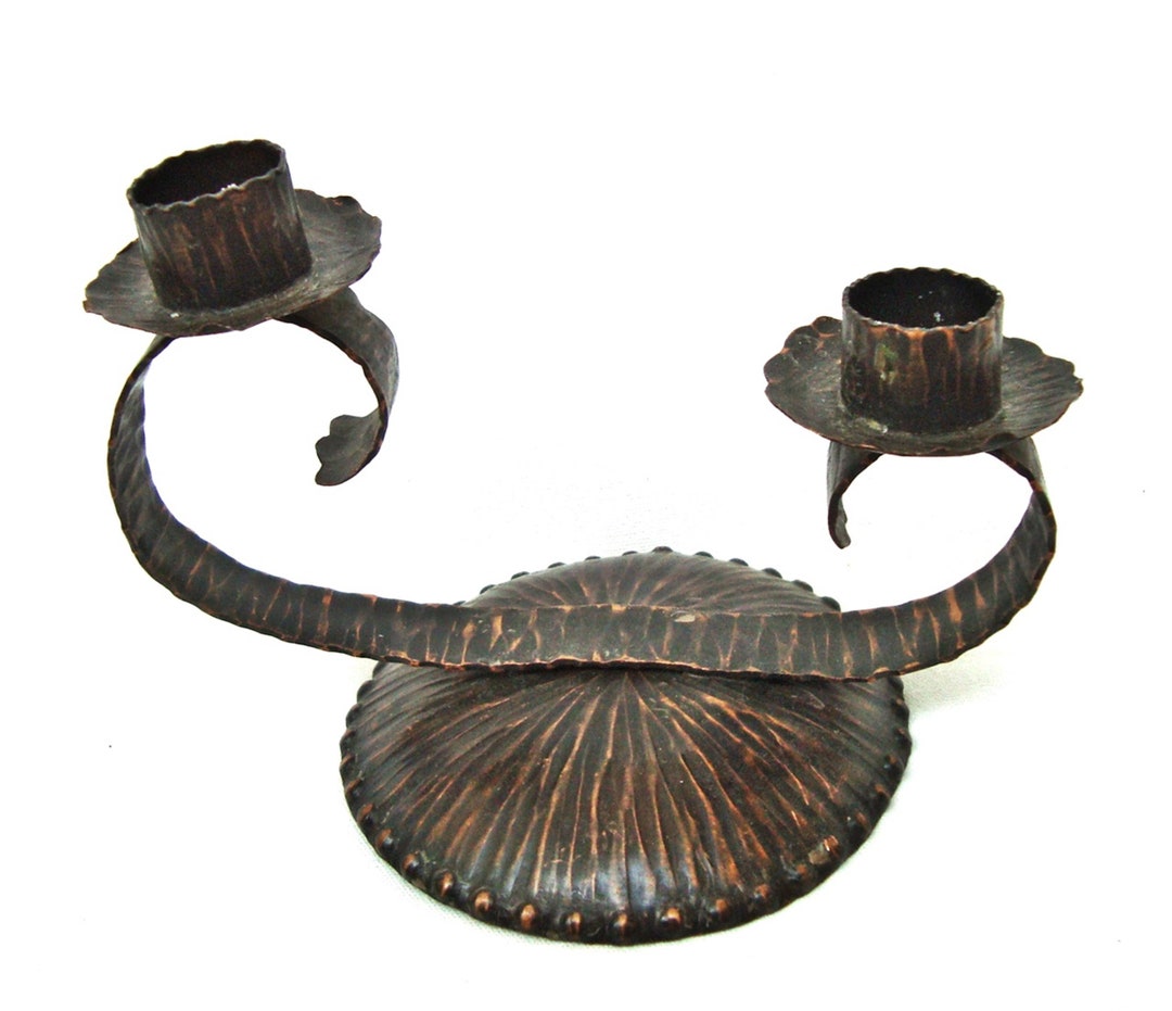Vintage Copper Candelabra / Candle Holder Midcentury Candlestick Hand ...