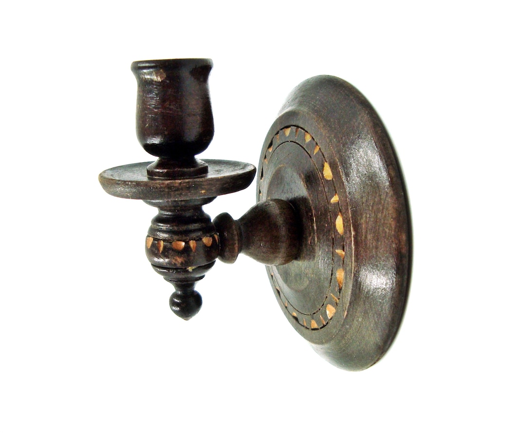 Vintage Wooden Wall Candlestick Hand-carved Candle Holder - Etsy