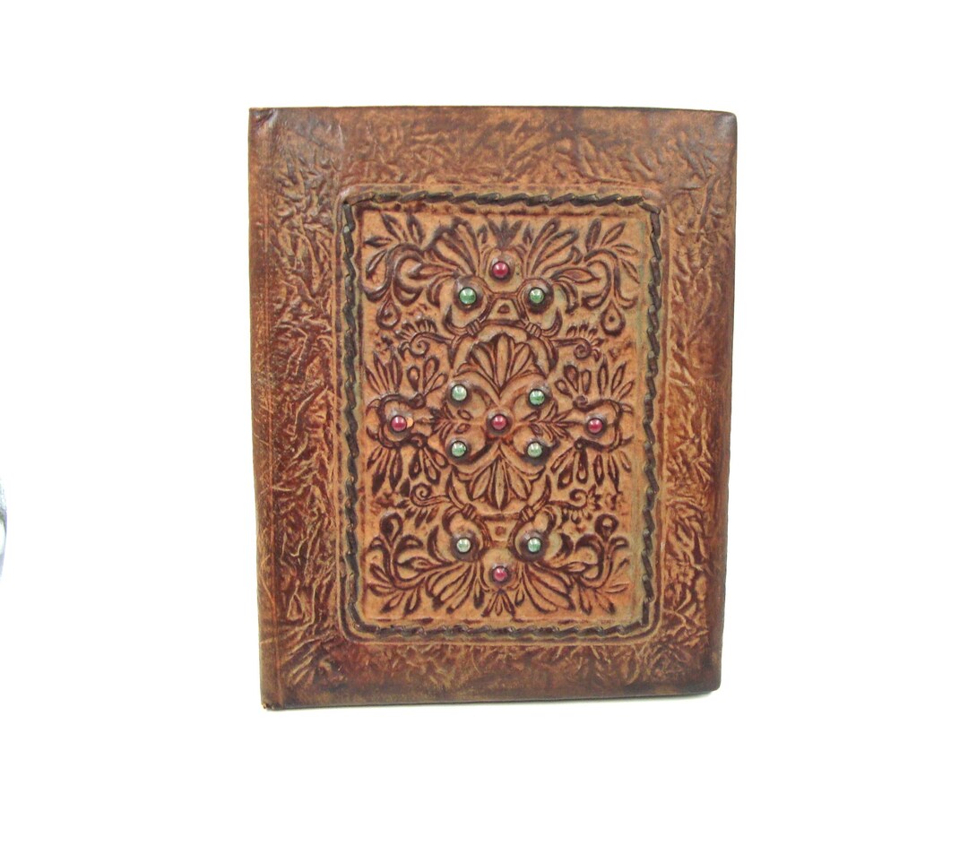 Vintage Leather Tooled Folder/ Portfolio Pottery Stone Correspondence ...