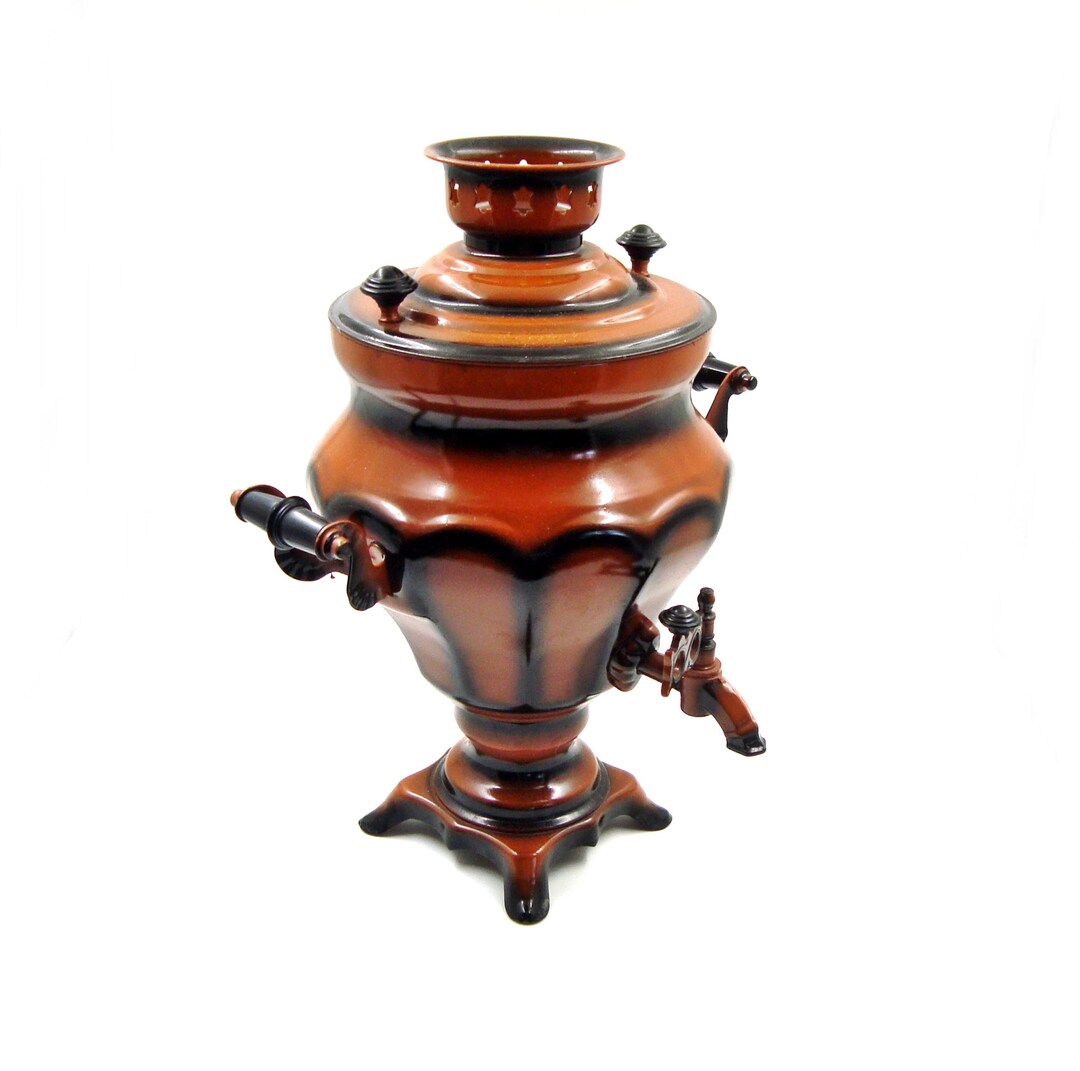 Vintage Brass Hand Painted Samovar Big Russian Electrical Kettle - Etsy