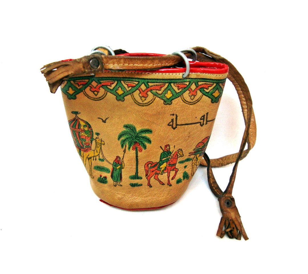 Vintage Camel Leather Purse Hand Painted - Etsy