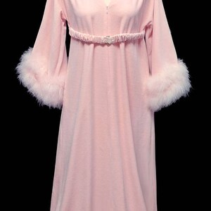 Vintage Saks Fifth Avenue Pink Marabou Velour Dressing Gown Robe - Etsy
