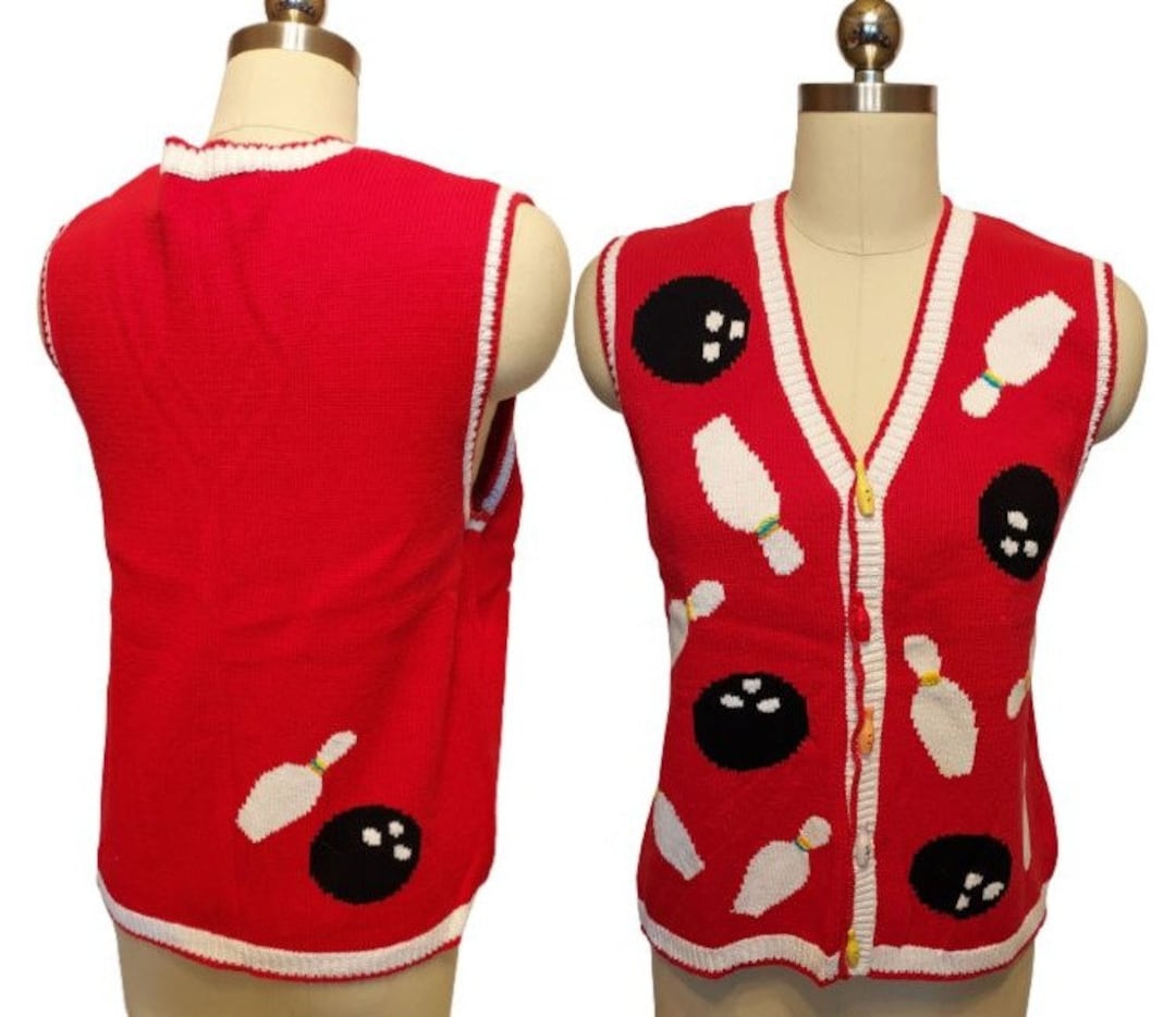 Vintage Marisa Chistina Bowling Ball Sweater Vest With Bowling Pin ...