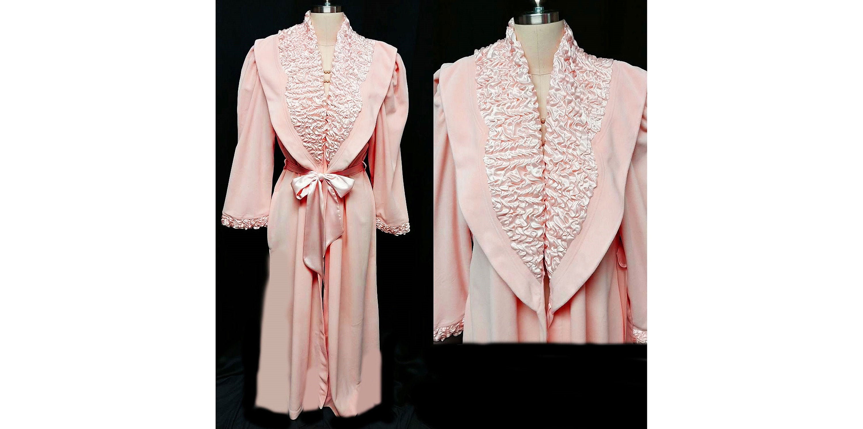 Made in ITALY NEW Old Stock 80s Satin & Velour Wrap Robe in Creamsicle ...