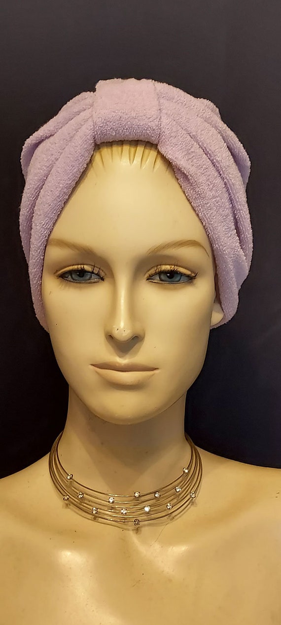 Vintage 70s 80s Soft Terry Heather Turban For Spa Bea… - Gem