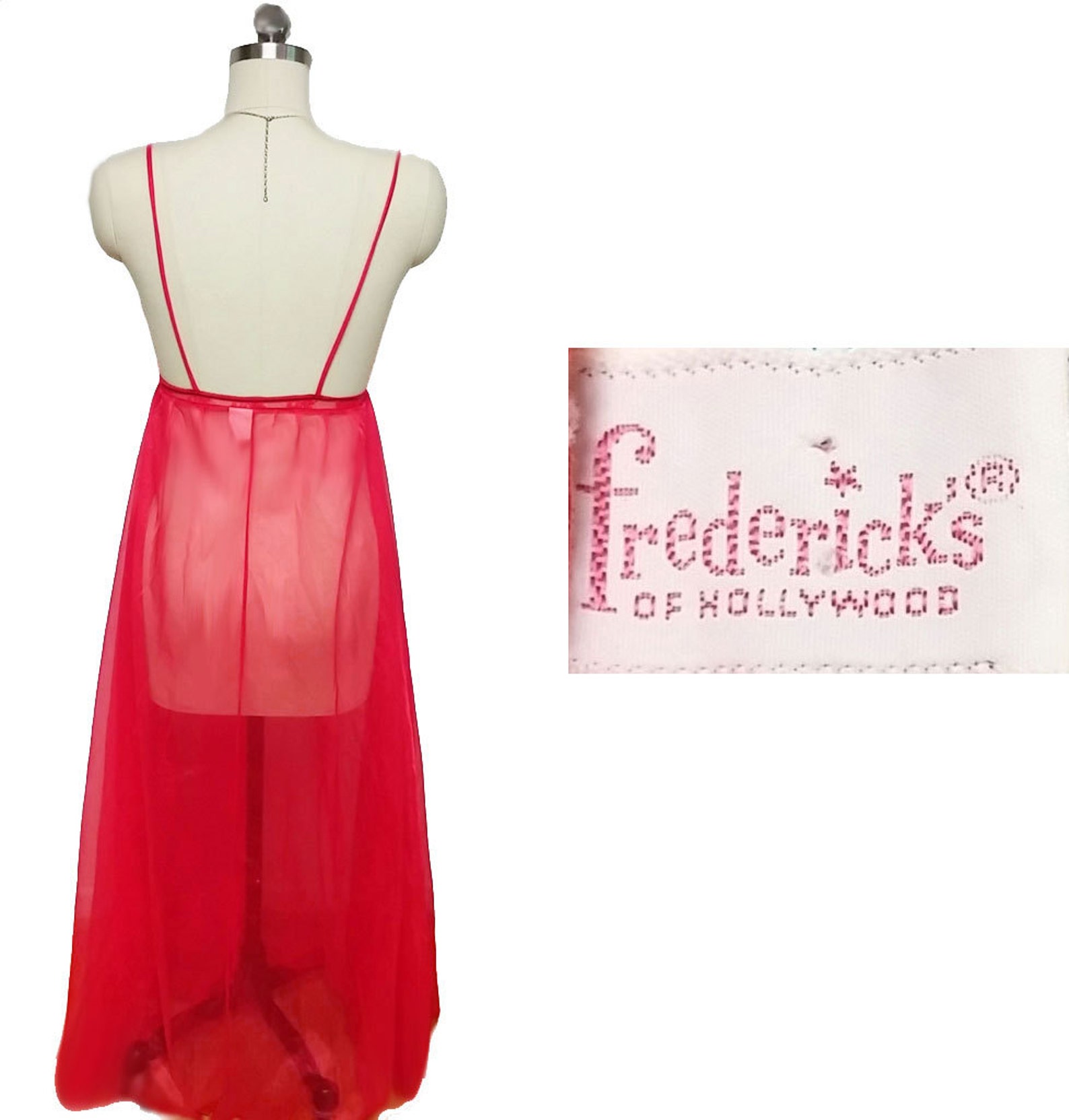 Vintage Sheer Fredericks of Hollywood Sheer Nightgown in Lipstick Red ...