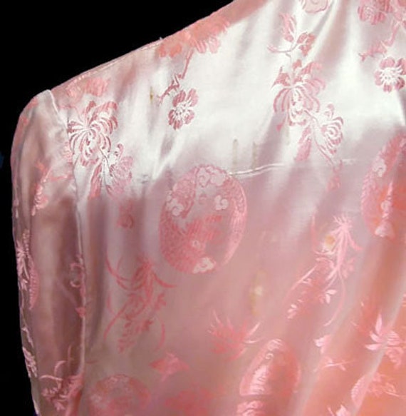 Vintage Oriental Asian Pink Satin Quilted Robe Hong … - Gem