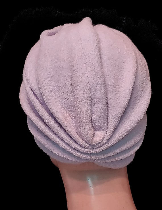 Vintage 70s 80s Soft Terry Heather Turban For Spa Bea… - Gem
