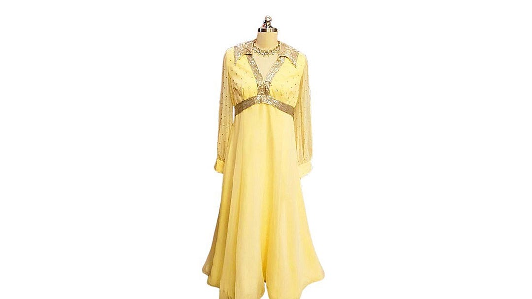 Vintage Rhinestone Evening Gown: Lemon Drop Formal Dress - Etsy