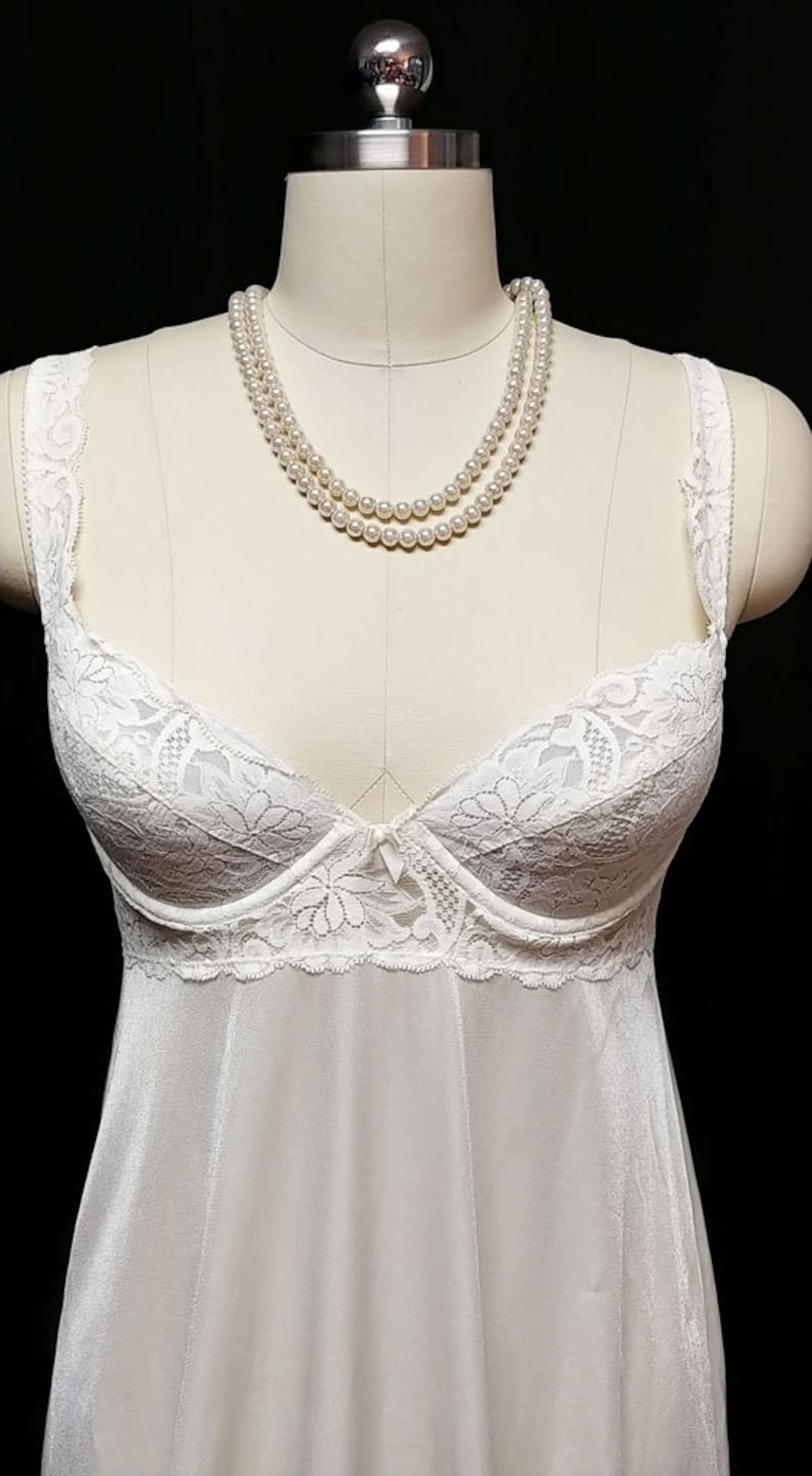 Sale Vintage Olga Bra Nightgown Lace Spandex In Bridal White Etsy