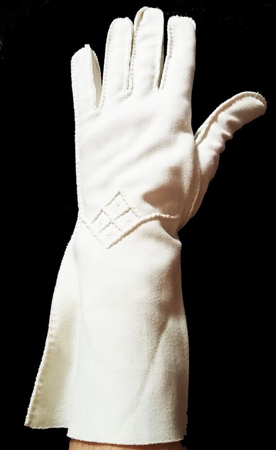 Vintage Long White Cotton Formal Wedding Gauntlet Glo… - Gem