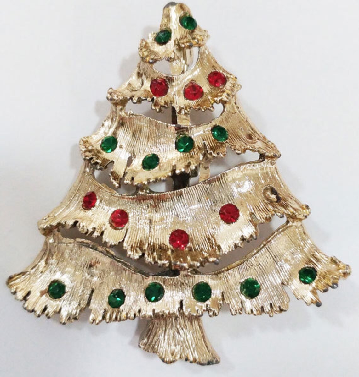 Vintage 60s Christmas Tree Pin Red & Green Rhinestone Pin - Etsy