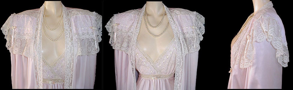 Vintage Christian Dior Lace Bridal Peignoir Nightgown Set Dripping Lace ...