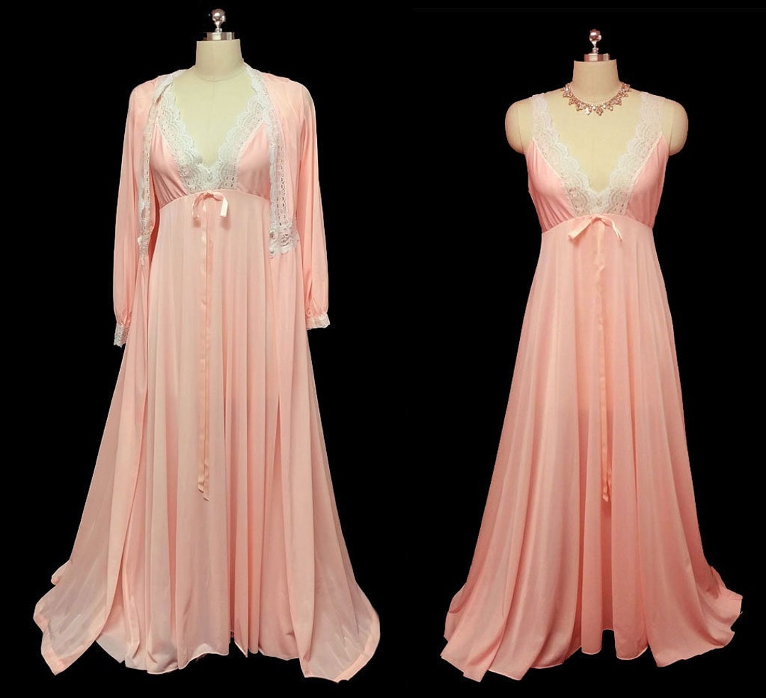 Vintage Olga Bridal Lace Peach Peignoir & Nightgown in Peaches N Dreams ...