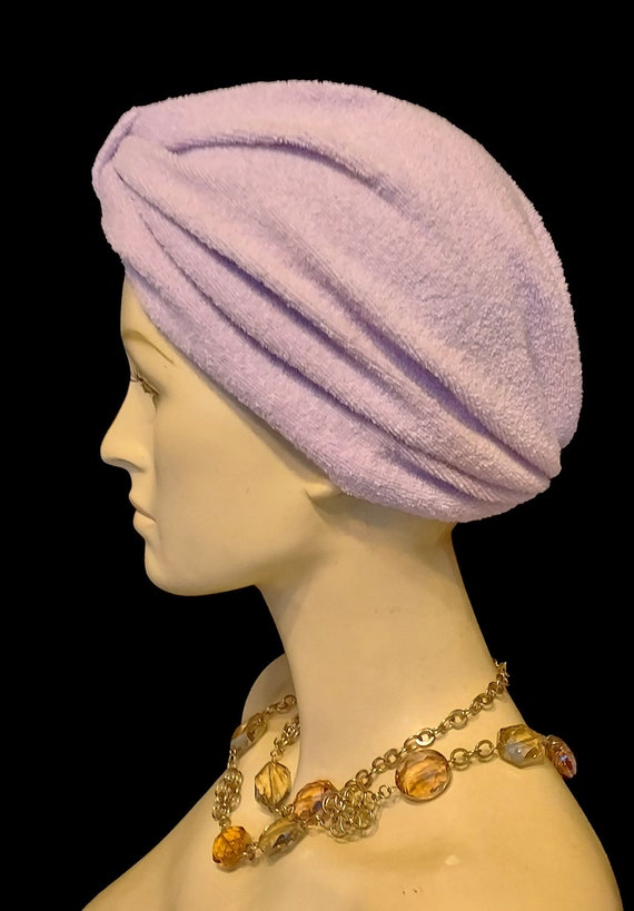 Vintage 70s 80s Soft Terry Heather Turban For Spa Bea… - Gem