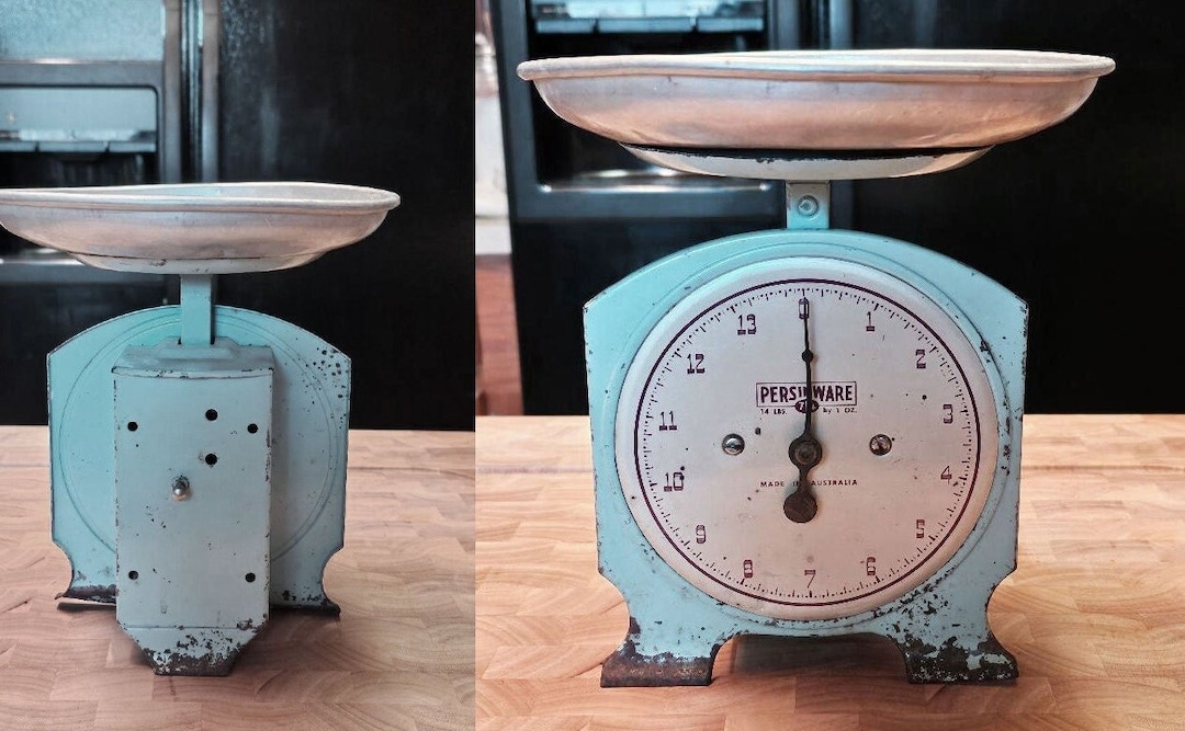 Vintage Persinware Australian Scale in Pale Turquoise Aqua Blue Rustic ...