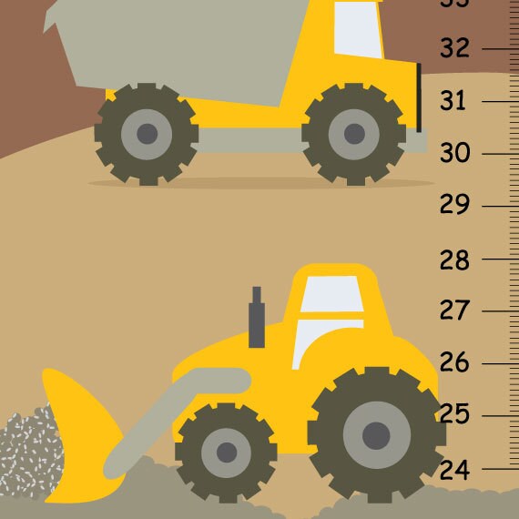 Construction Personalized Children Growth Chart Yellow and Grey - Etsy ...