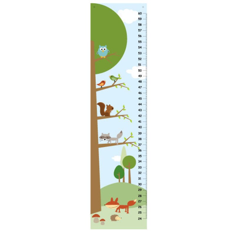 Canvas Growth Chart Woodland Forest Friend powder Blue - Etsy
