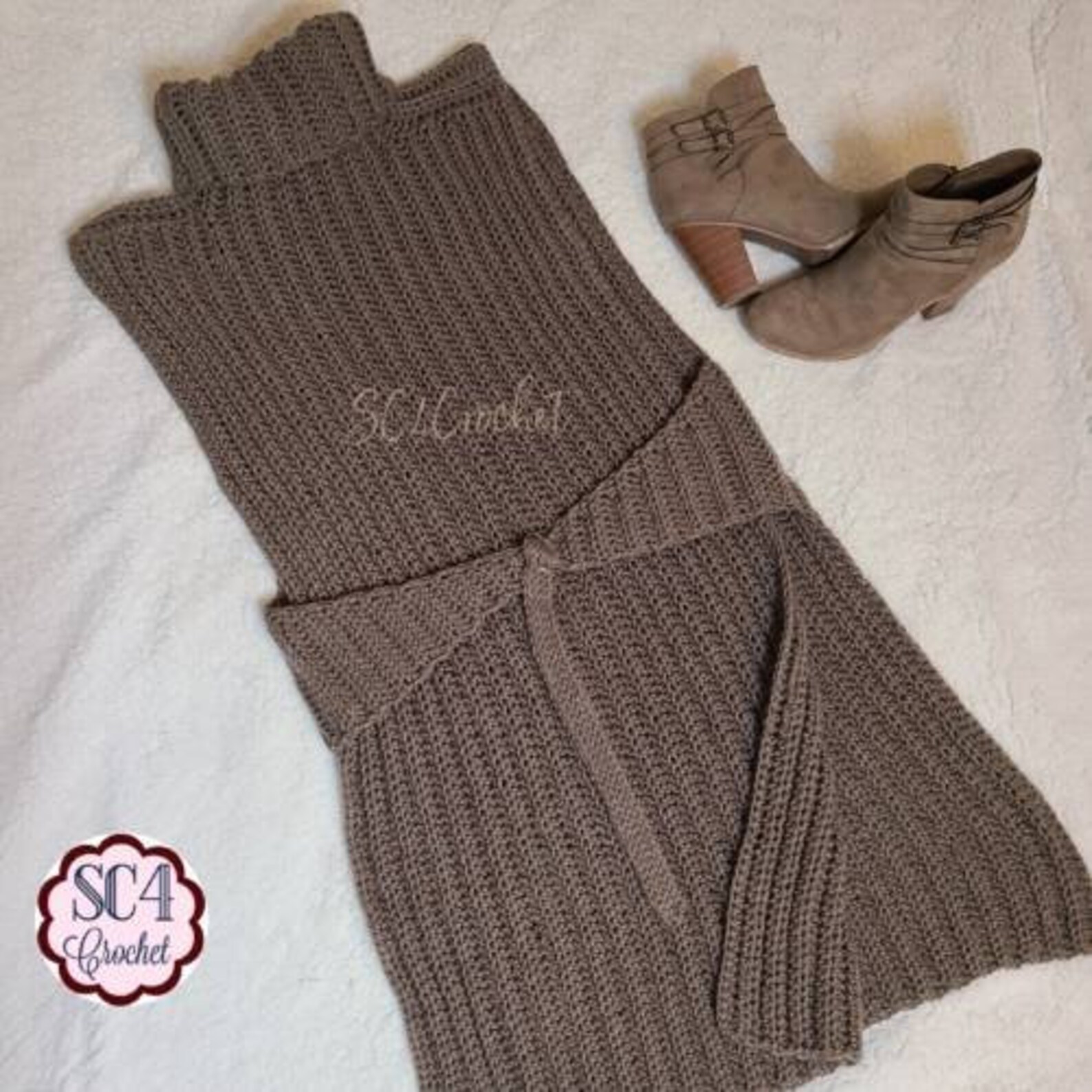 Belted Smock Sweater - Long Turtleneck Open-sided Sweater With Attached ...