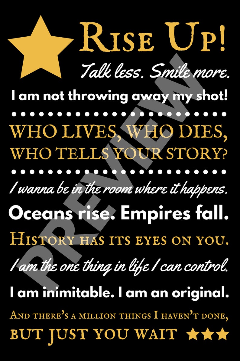 Hamilton Lyrics Poster - Etsy
