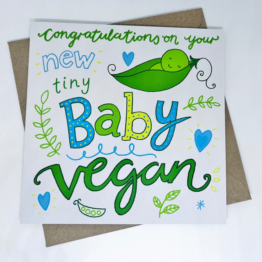 Congratulations on Your New Baby Vegan (boy) - Vegan Baby Card - Eco ...