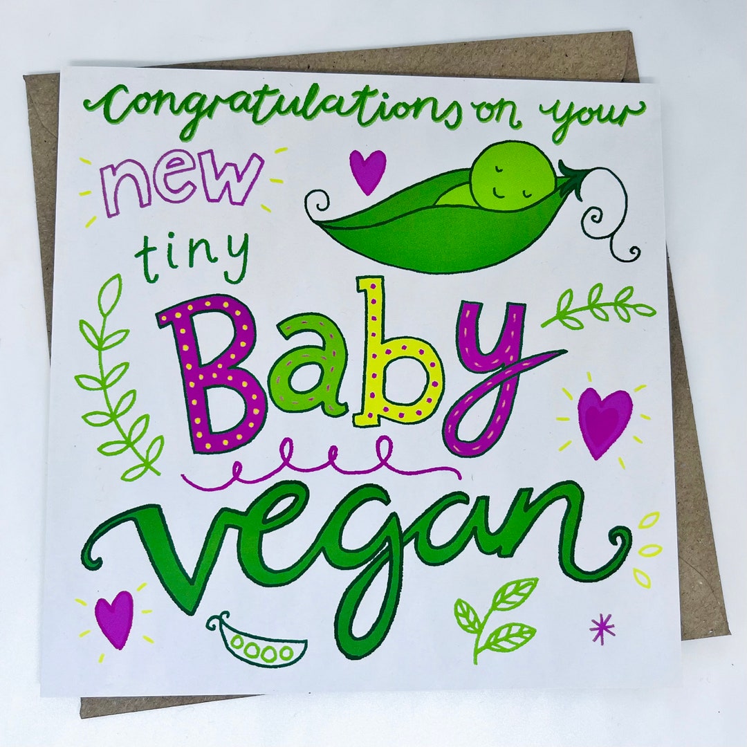 Congratulations on Your New Baby Vegan girl Vegan Baby Card Eco ...