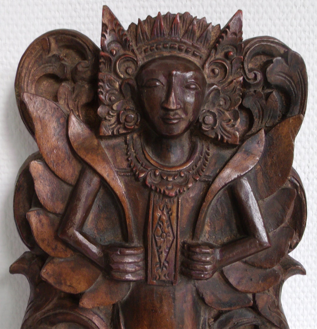 Antique Balinese Wood Carving Goddess Lakshmi Shrine Figure, Hindu ...