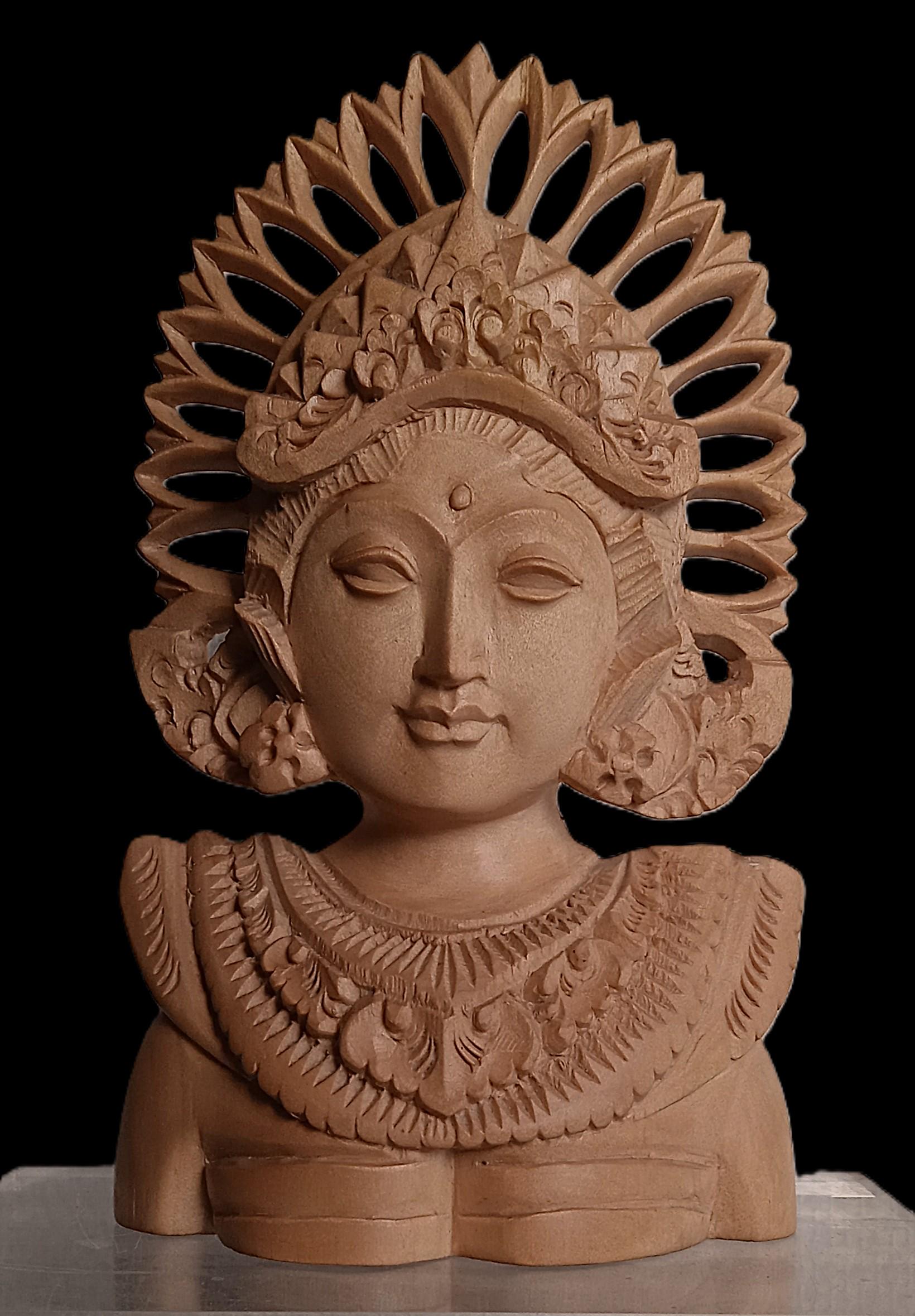 Vintage Hand Carved Bali Janger Dancer Bust, Wood Sculpture, Dutch ...