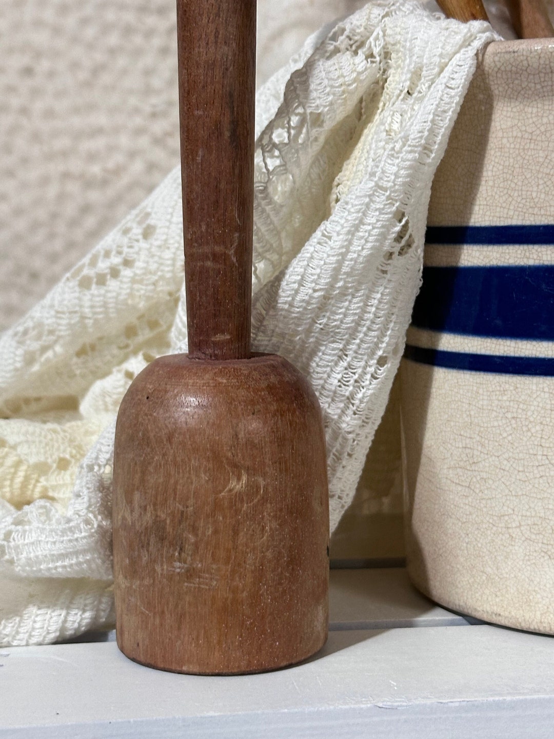 Antique Wooden Masher / Primitive Wood Masher / Farmhouse Kitchen Decor ...