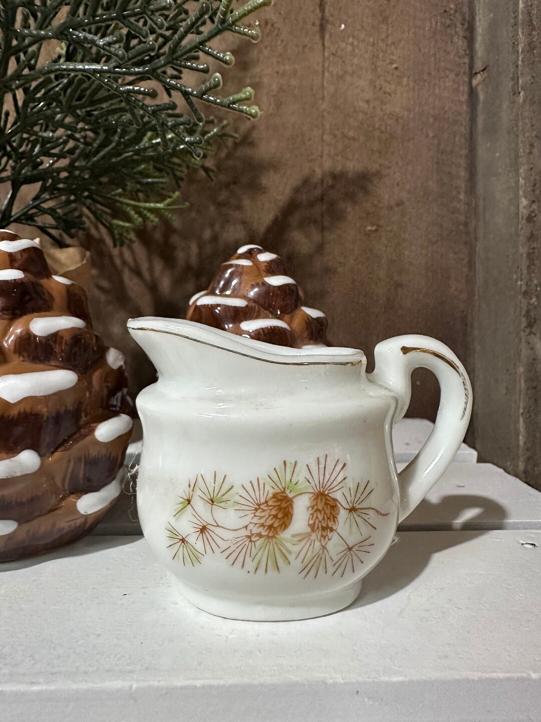 Vintage Miniature Pitcher WITH Pine Cone Design / Made in Japan / Small ...