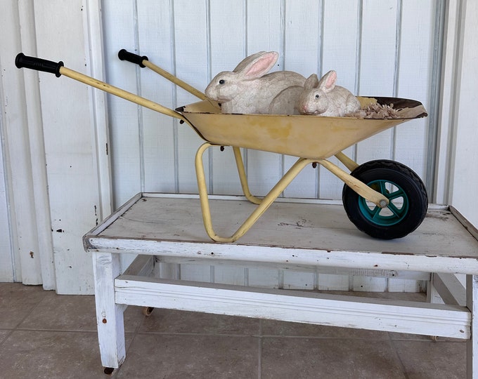 Vintage Childrens Wheelbarrow / Yellow Childs Wheelbarrow / Vintage ...