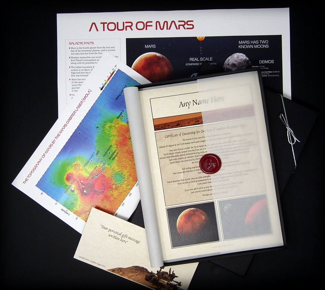 Acre of Land on Mars Deluxe Gift Set in a Luxury Presentation Gift Box ...