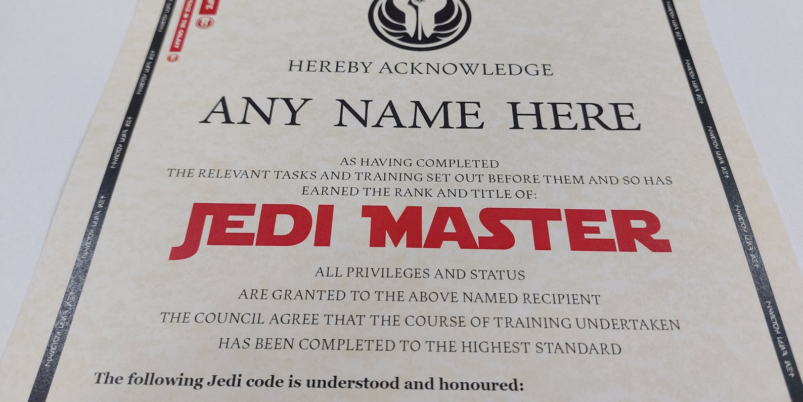 Deluxe Star Wars Jedi Master Certificate in a Luxury Gift Box - Etsy