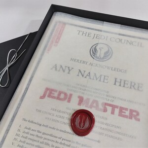 Deluxe Star Wars Jedi Master Certificate in a Luxury Gift Box ...