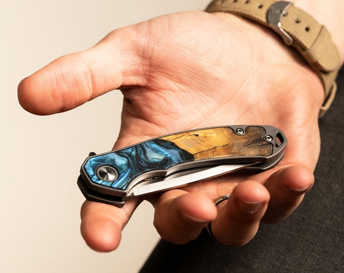 Titanium EDC | Damascus Steel Pocket Knife | Titanium Handle, Stainless ...
