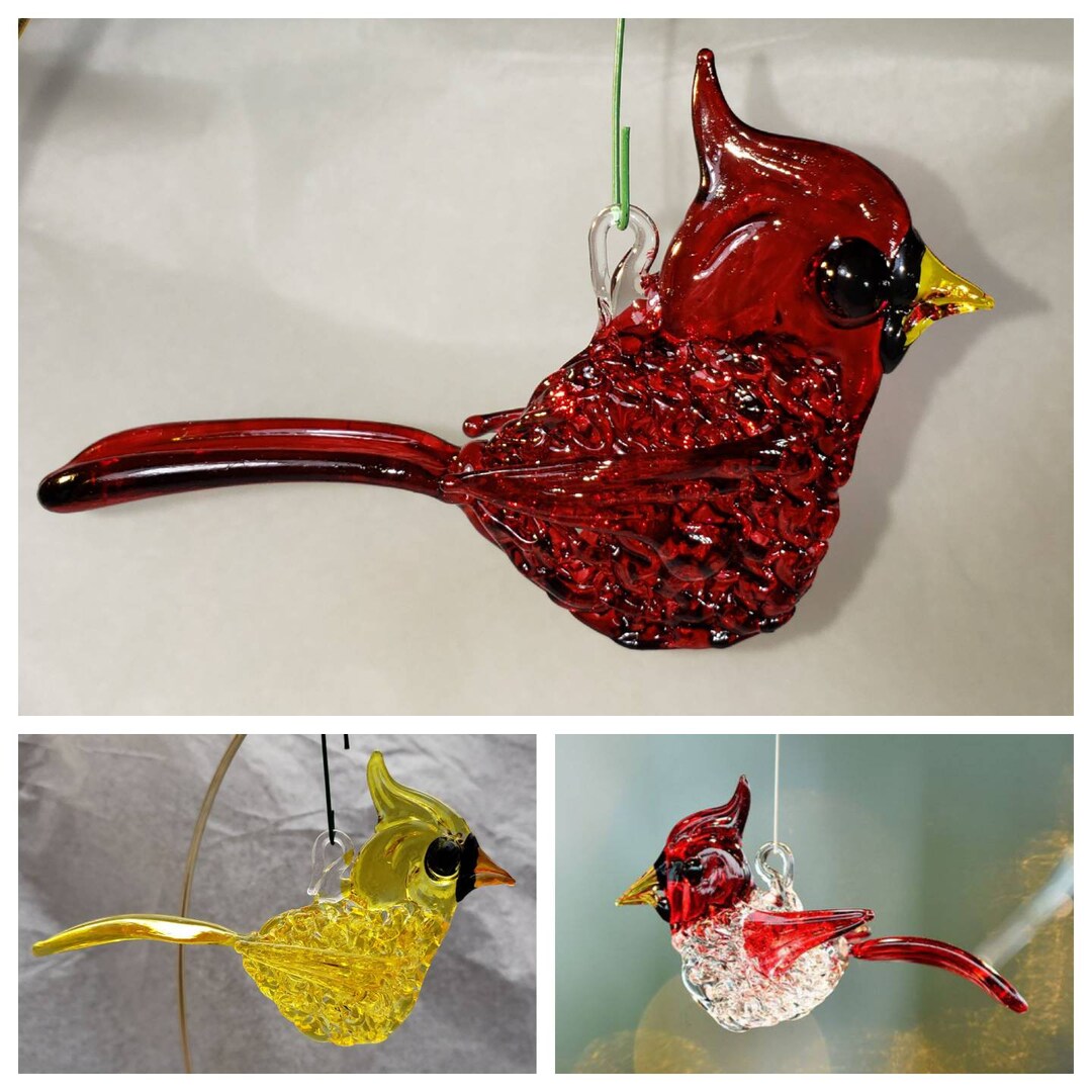 Glass,cardinal,red Cardinal,and Yellow Cardinal Ornament.our Orders Are ...