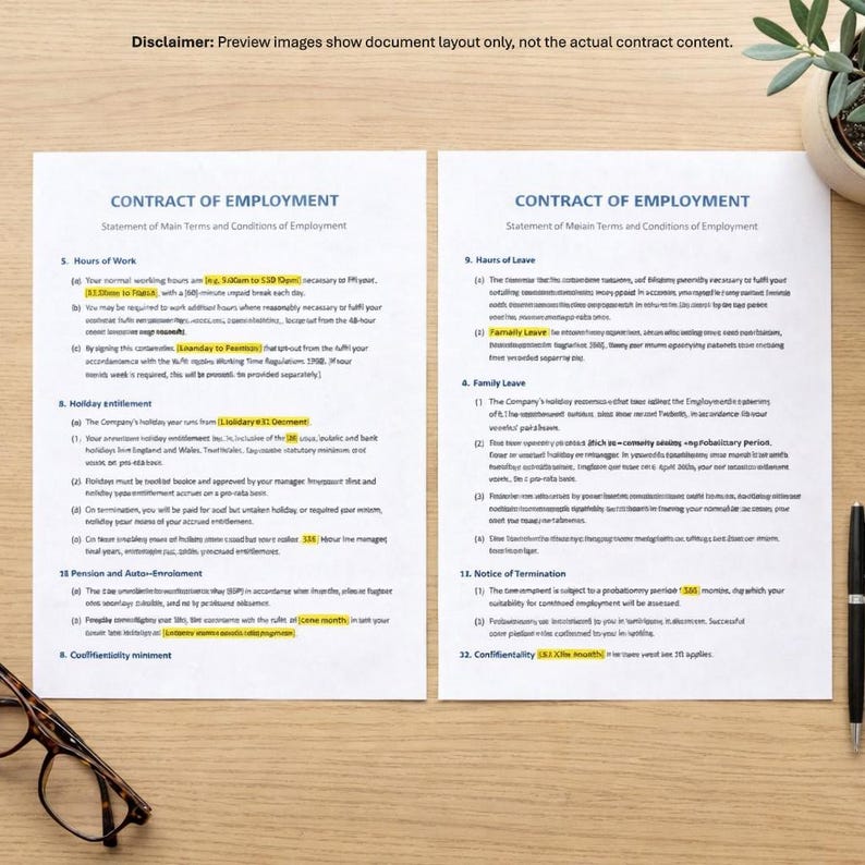 UK Employment Contract Template | Editable Word Document | Updated 2026 ...