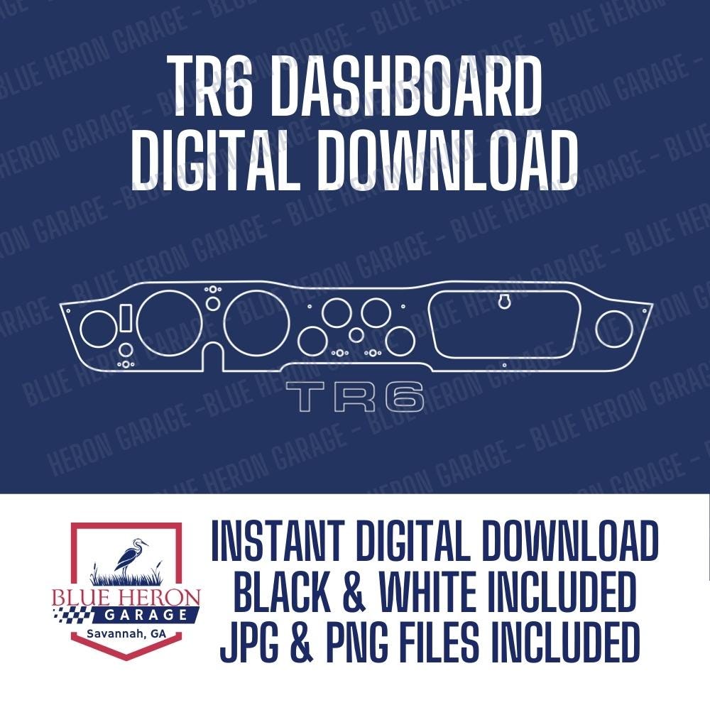 Triumph TR6 Dashboard Outline - Digital Download for Vinyl Car Clip Art Graphic Art Instant ...