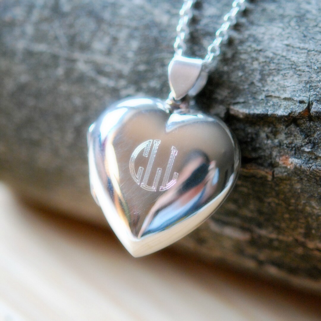 Sterling Silver Heart Locket Necklace, Engravable Jewelry, Personalized ...