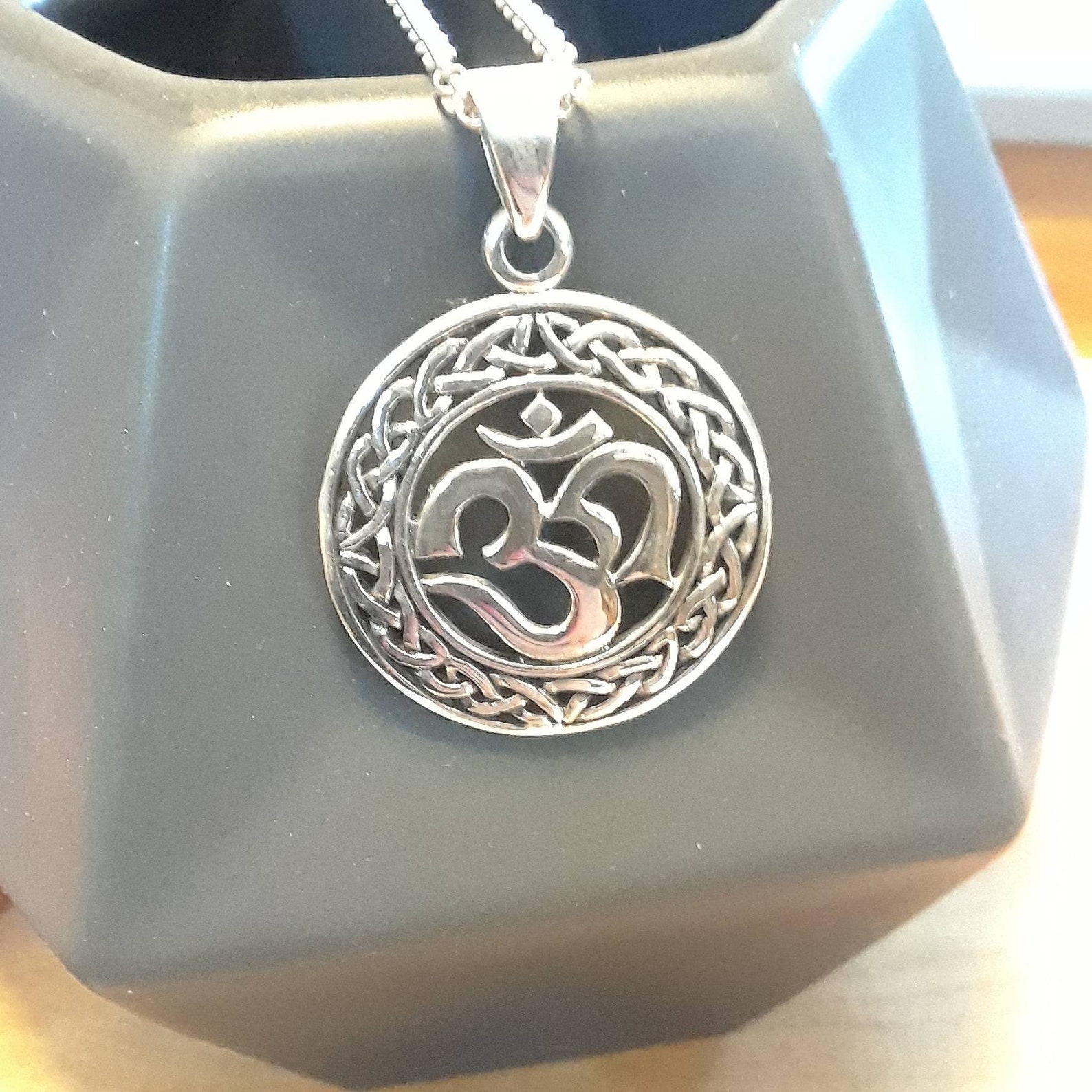 Sterling silver om necklace ohm pendant yoga jewelry | Etsy