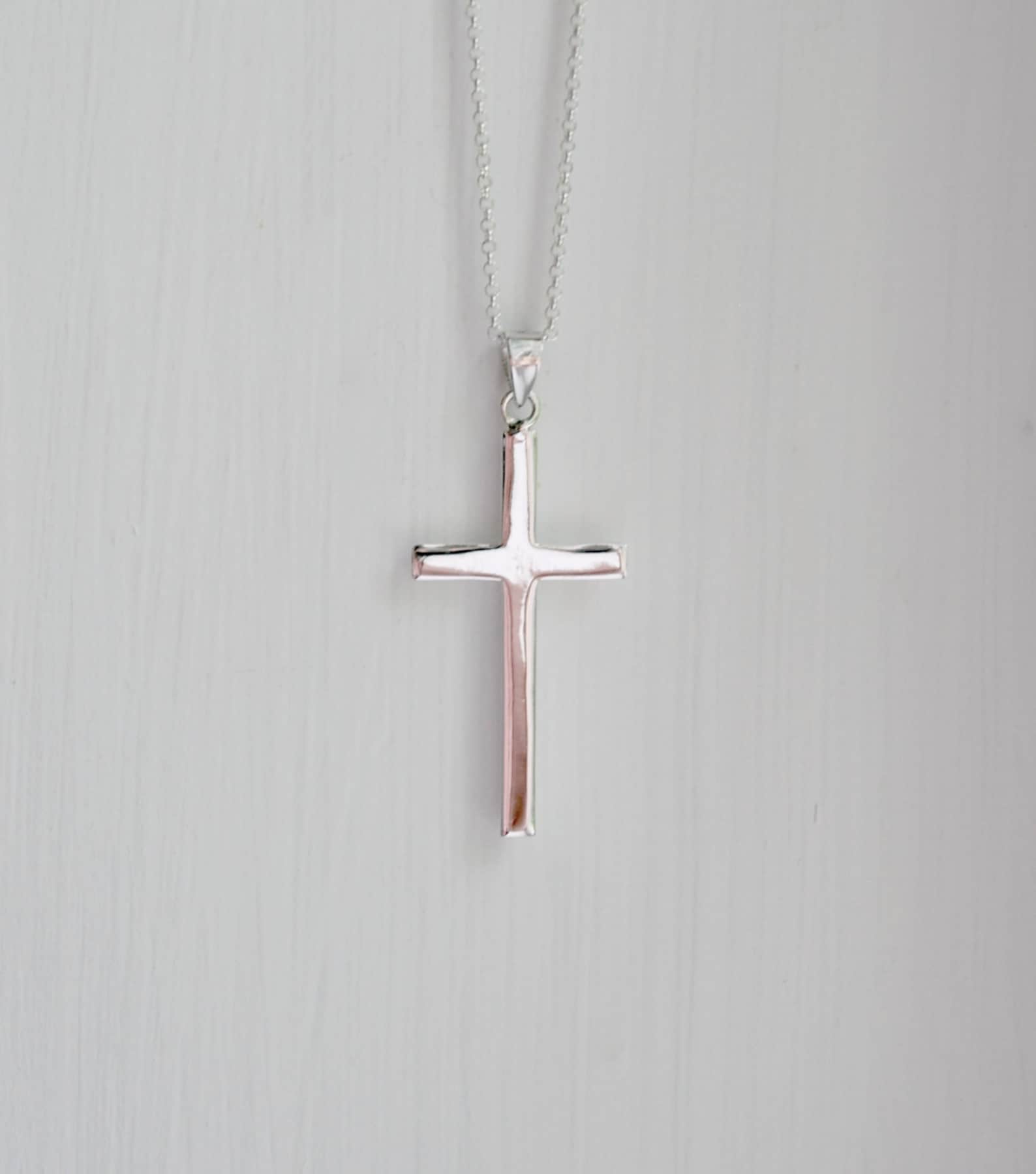 Large Cross Necklace Sterling Silver Cross Pendant - Etsy