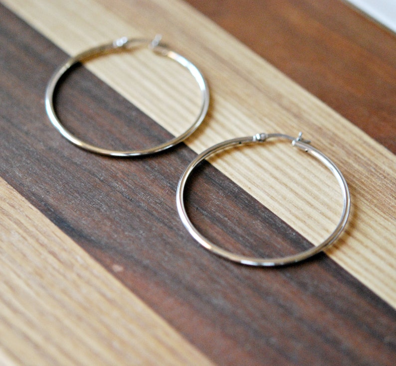 Large Sterling Silver Hoop Earrings Gift for Women Big - Etsy
