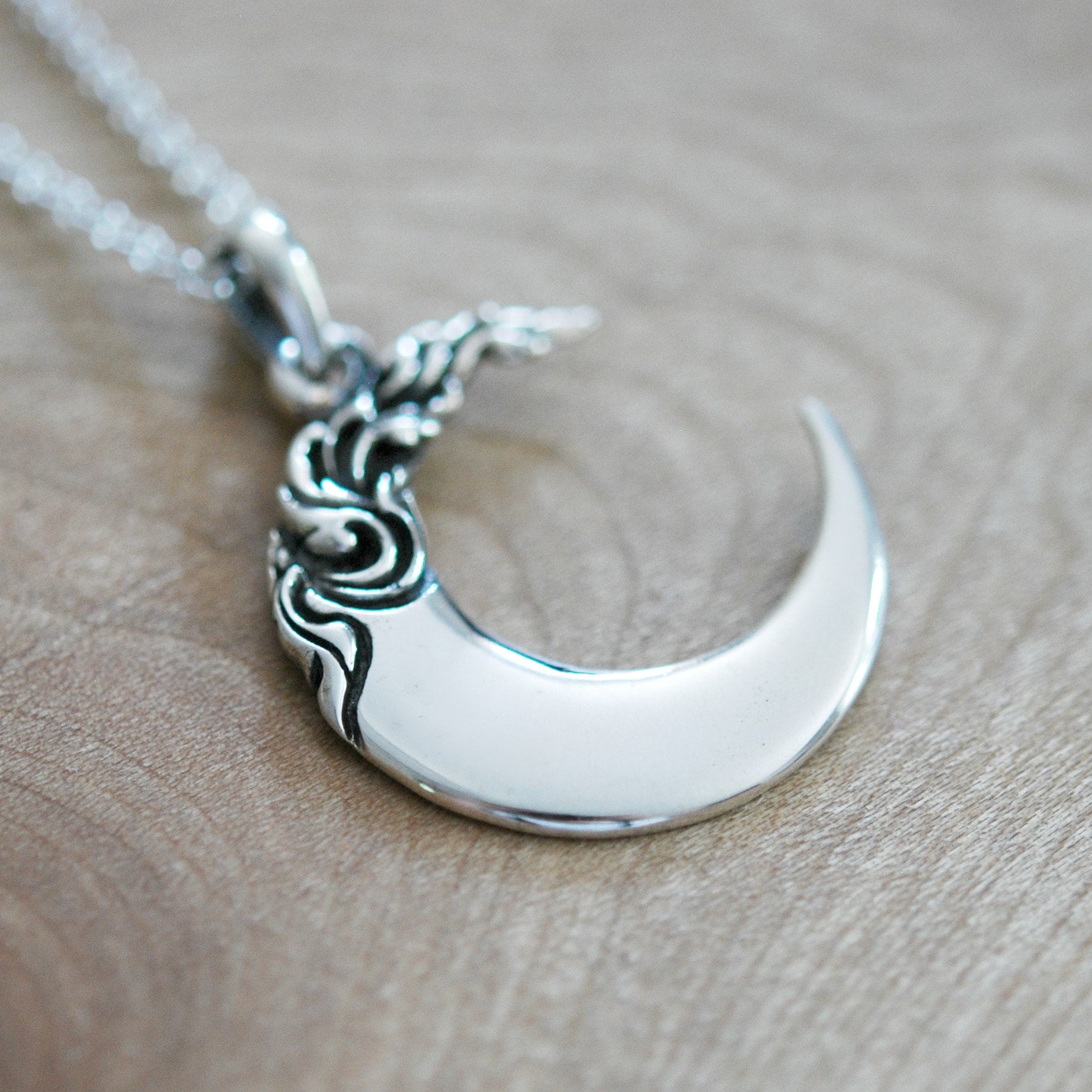 Silver Moon Necklace Sterling Silver Crescent Moon Pendant - Etsy UK Silver Moon Necklace Sterling Silver Crescent Moon Pendant - Etsy UK