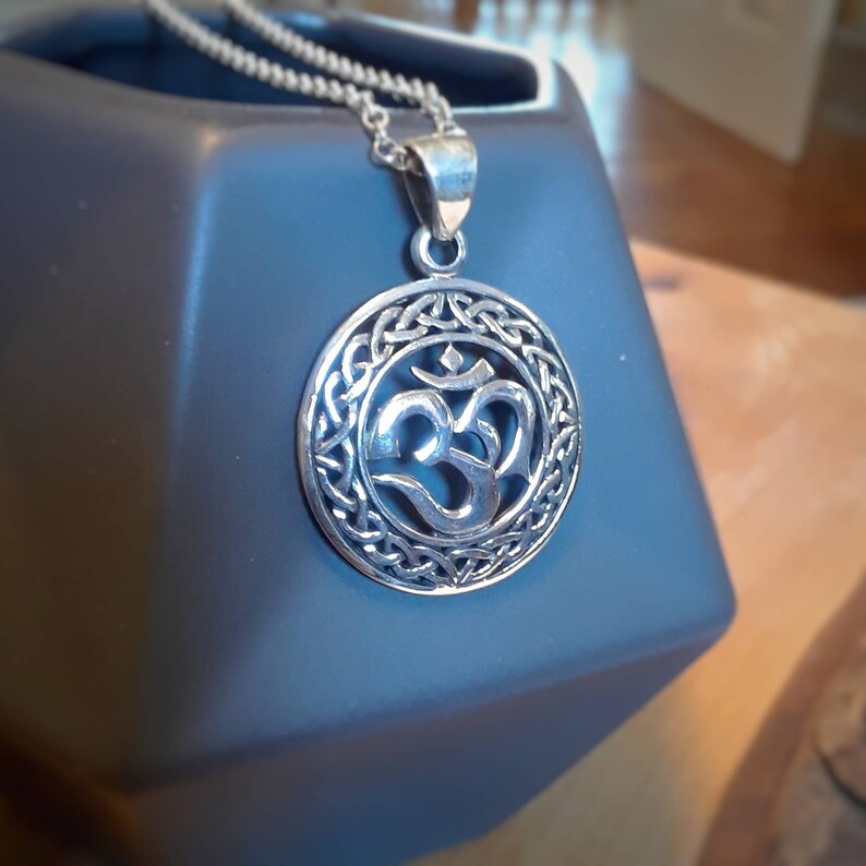 Sterling Silver Om Necklace Ohm Pendant Yoga Jewelry - Etsy