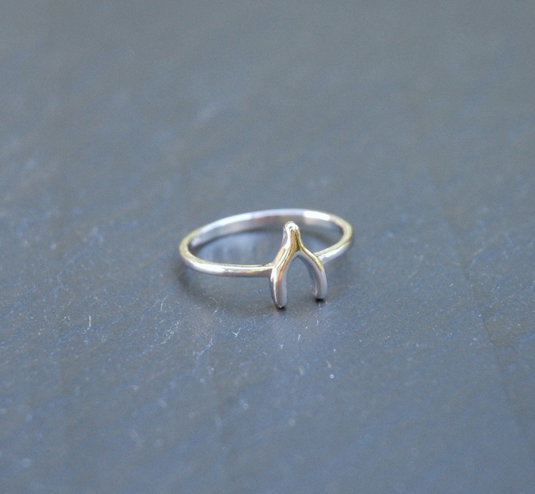 Sterling Silver Wishbone Ring, Silver Stacking Ring, Make a Wish, Good ...