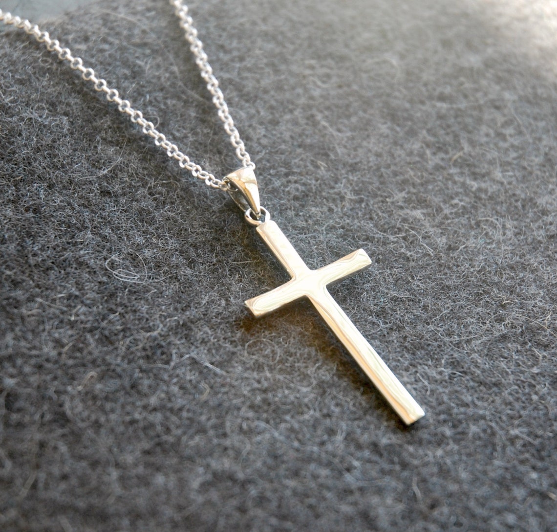 Large Cross Necklace Sterling Silver Cross Pendant - Etsy
