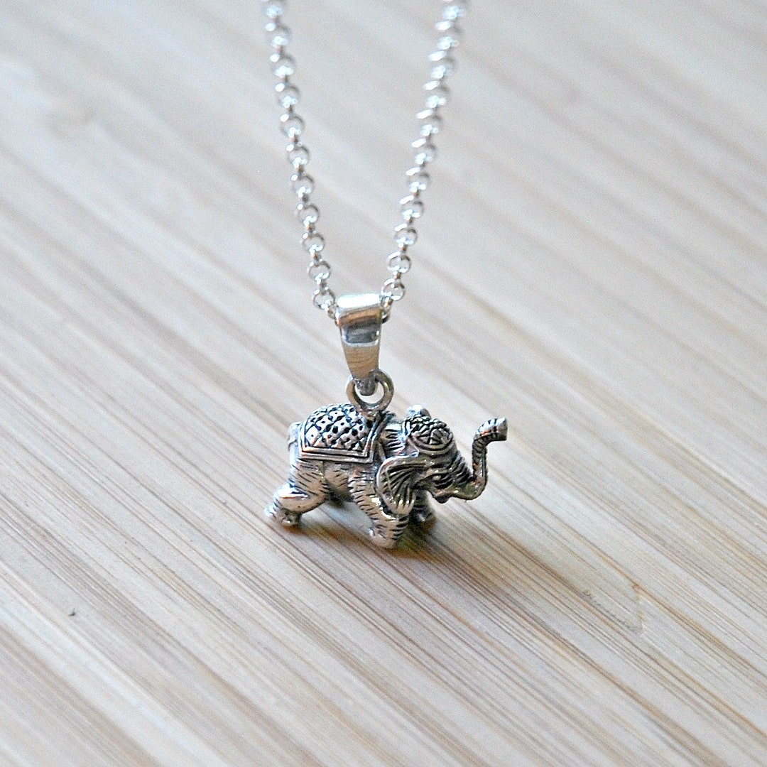 Elephant Necklace, Sterling Silver Elephant Pendant, Lucky Elephant ...