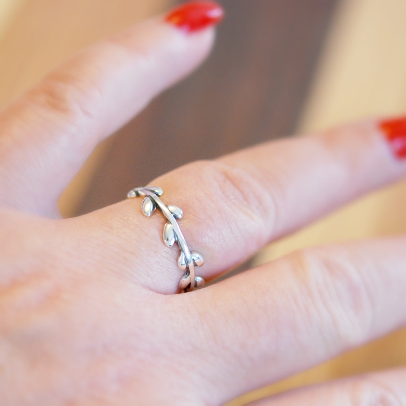Sterling Silver Branch Ring Olive Leaf Ring Botanical Ring - Etsy