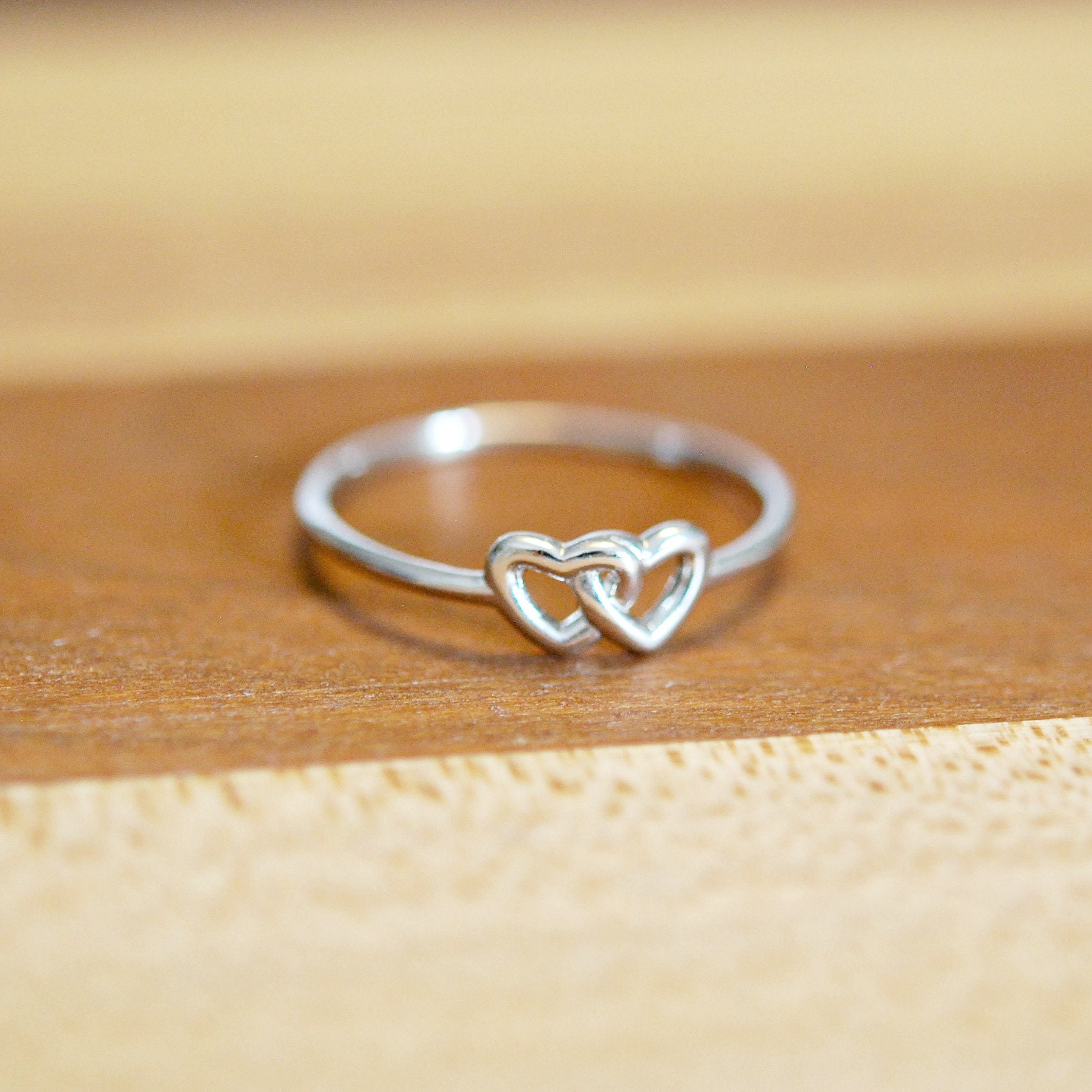 Hearts ring sterling silver rings for women double heart | Etsy