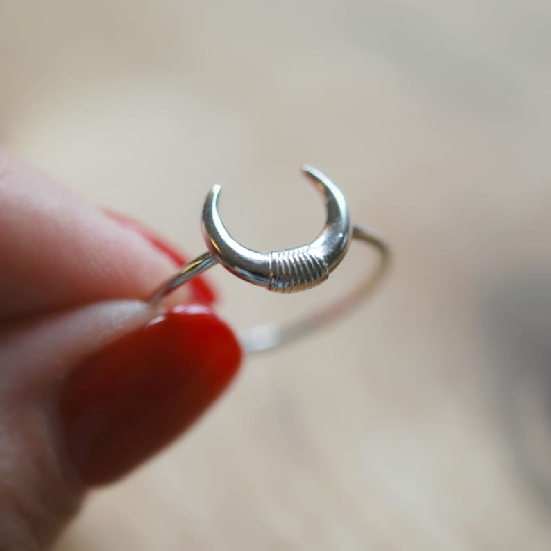 Silver Moon Ring 925 Sterling Silver Ring Crescent Moon - Etsy Denmark